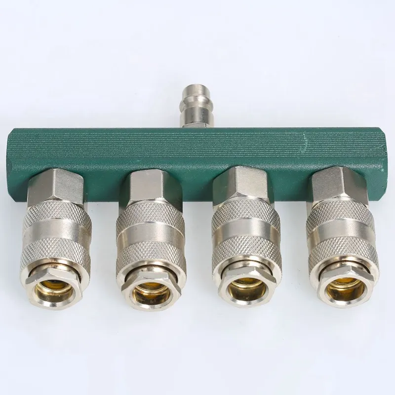 Air Hose Fittings And Connectors Kit 5 Way Manifold With Quick Couplers ...