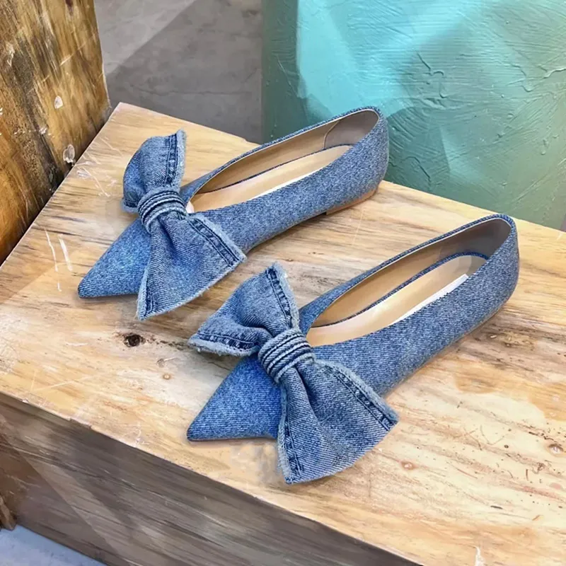 Stylish Denim Patchwork Flats: Comfy Pointed-Toe Loafers, Shop Now ...