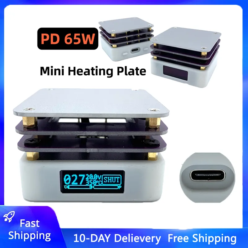 Mini Hot Plate Portable 65W Heating Station, Adjustable Temp SMD ...