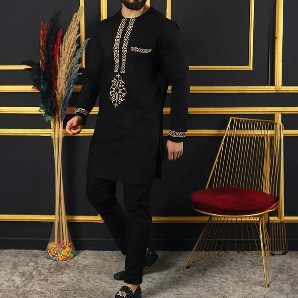 Mens Set African Dashiki Suit Elegant Traditional Outfit, Full Pant Set ...