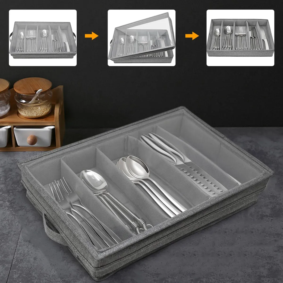 flatware tray with cover