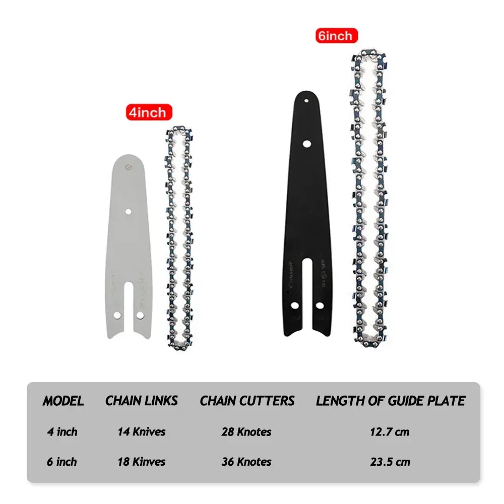 4/6/8 Inch Chainsaw Chain Guide Replacement with Chain - Garden Tool ...
