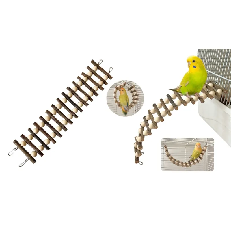 Parrot Cage Ladder Toy - Metal Hooks, Training Perch for Small & Medium ...
