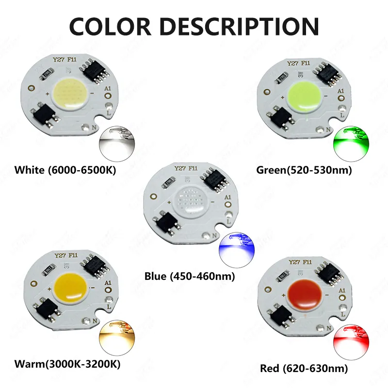 AC LED COB Chip Birthstone Beads Ceiling Cup Lamp Source Y27, 10mm ...