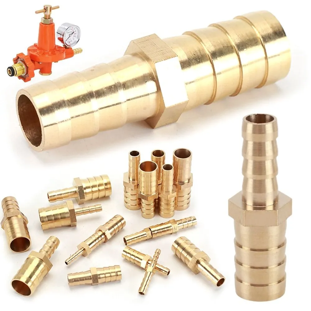 2-Way Brass Hose Barb Coupler Copper Gas Fitting Connector for PE/PU ...