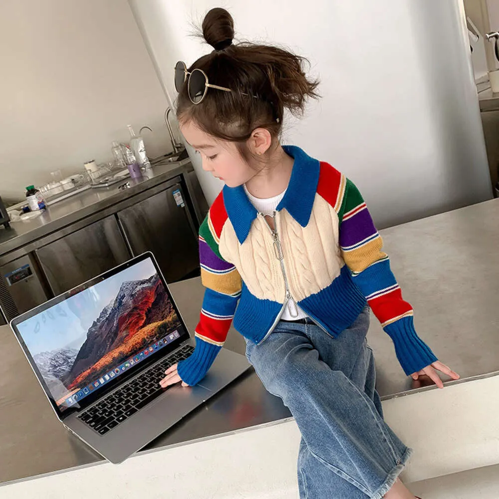 DHgate.com:Vibrant Rainbow Splice Sleeve Zip Sweater for Girls:Baby ...