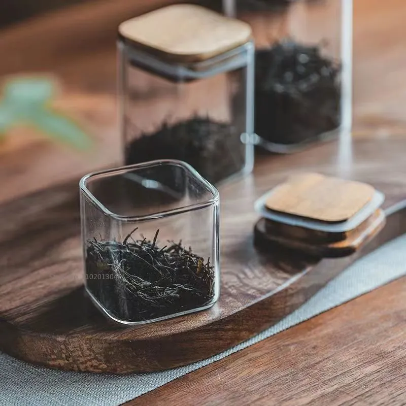 Square Glass Storage Jars with Sealed Lid for Coffee, Tea, and ...