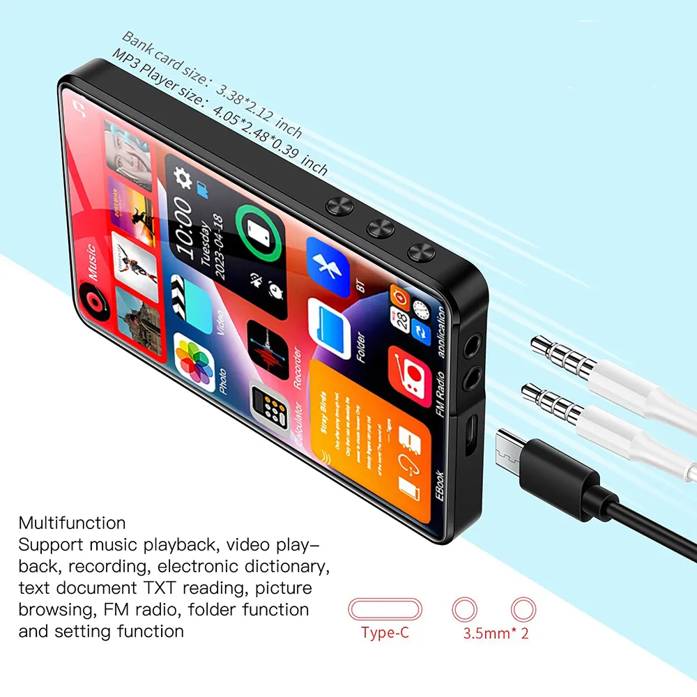 4 Touchscreen MP4 Player with Bluetooth 5.0, HiFi Speaker, 1080P Video ...