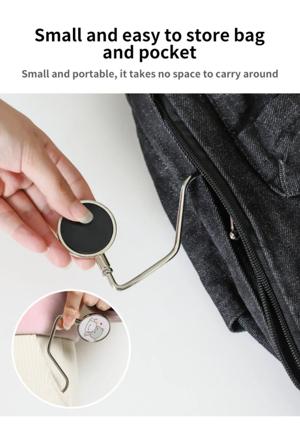 Desk Side Bag Hook Metal Portable Hanging Handbag Hanger Foldable Load ...