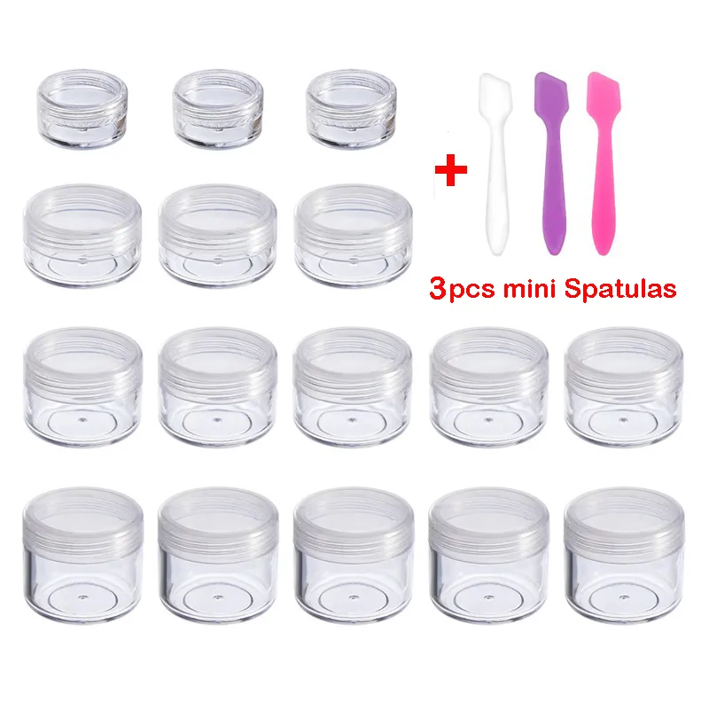 50/Plastic Empty Cosmetic Jars Clear Sample Makeup Pots Containers for ...