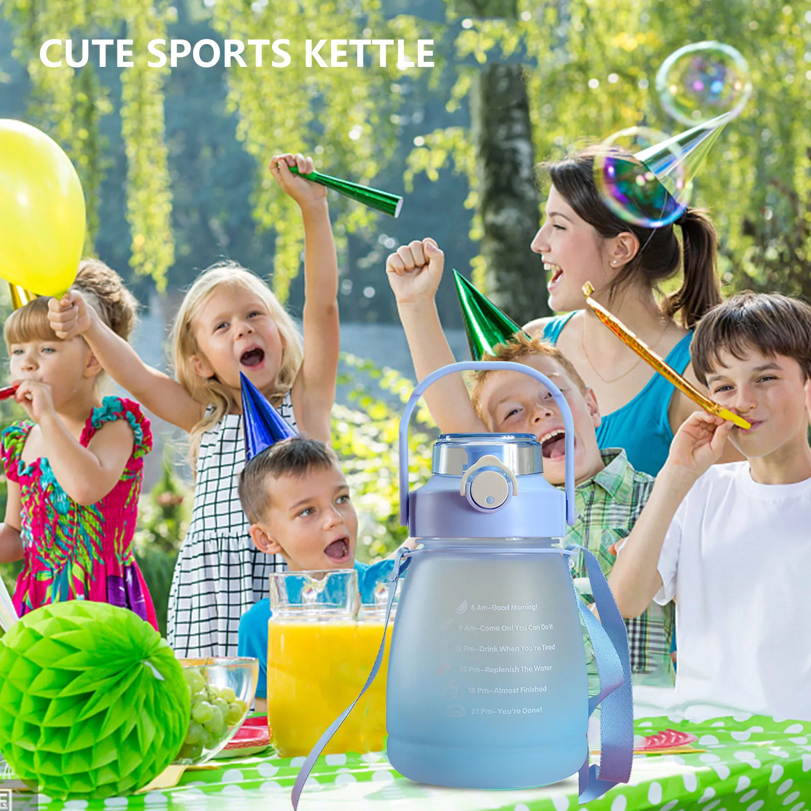 44 oz 1300 ml Gradient Color Plastic Water Bottle Double Drink Kettle ...