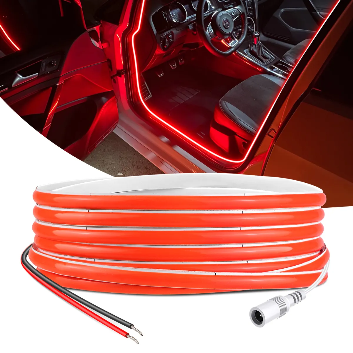 Car Interior LED Light Strips: Flexible DC12V Decorative Lighting, COB ...