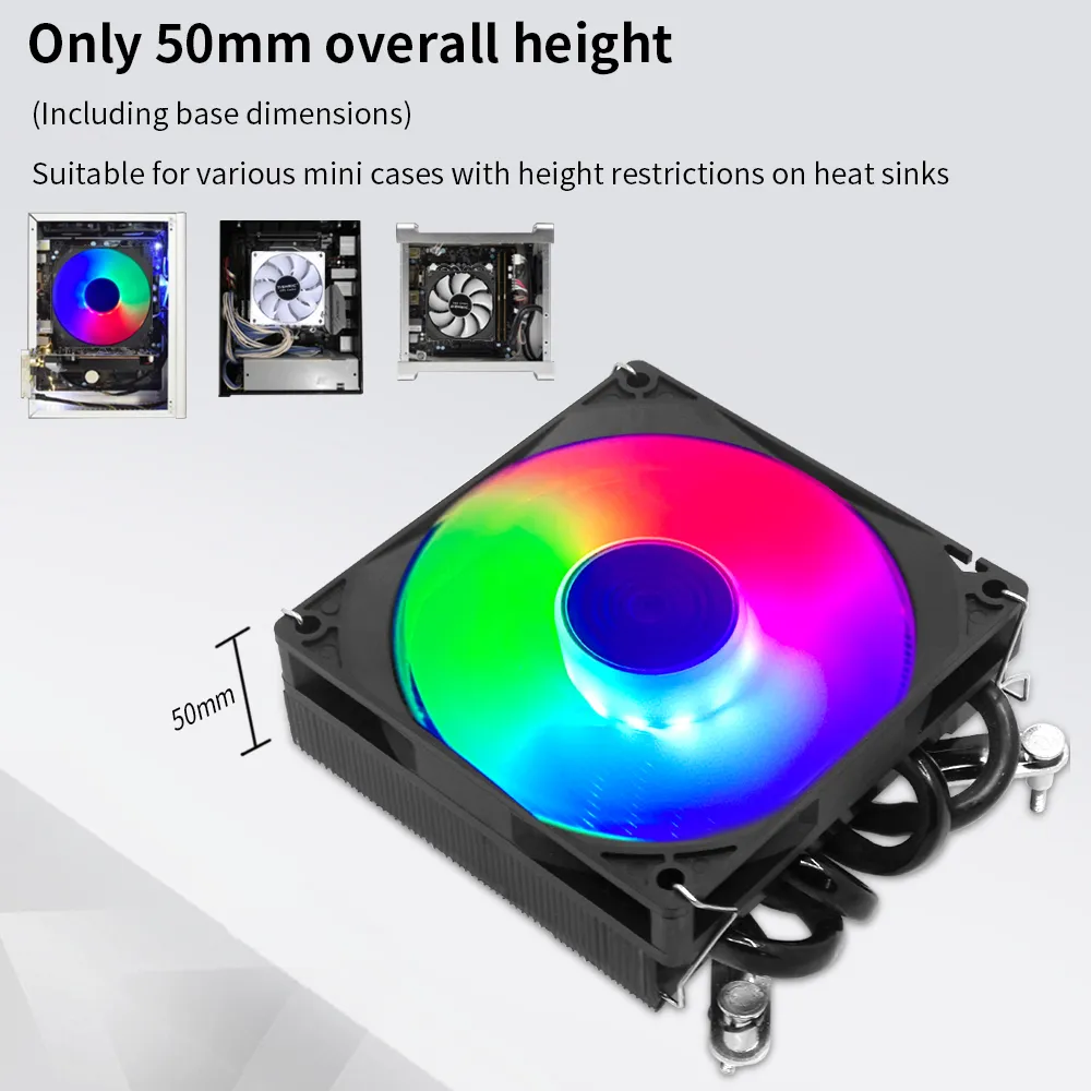 DHgate.com:TISHRIC ITX CPU Air Cooler, 4 Heat Pipes 4-Pin PWM RGB CPU ...