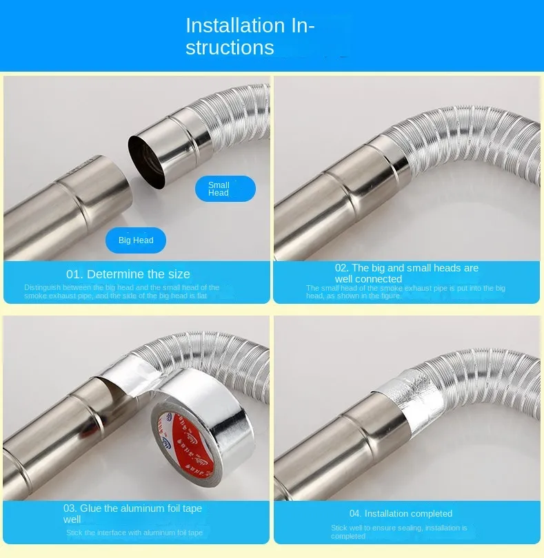 Metal Smoke Pipes Semi Flexible Aluminum Exhaust Tube With Stainless ...