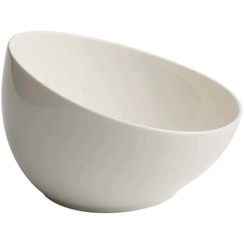 Household Ceramic Bowls White Slanted Mouth Kitchen Salad Bowls for ...
