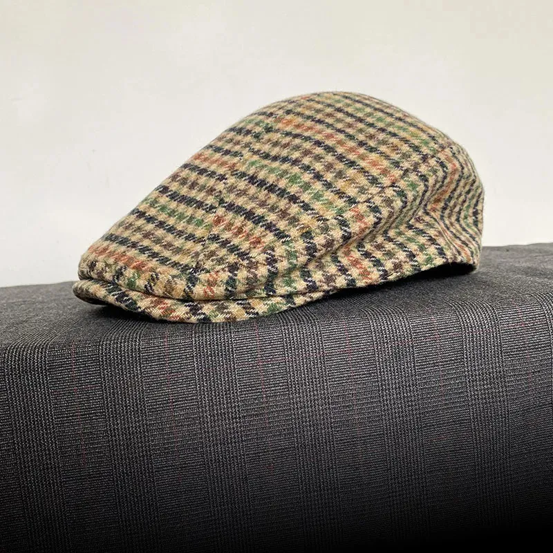 Classic Plaid Wool Blend Newsboy Cap - Vintage Style Flat Cap, Gatsbay ...