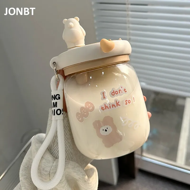 Kawaii Bear Jumbo Boba Water Bottle 800ml Cute Plastic Bubble Tea Juice ...
