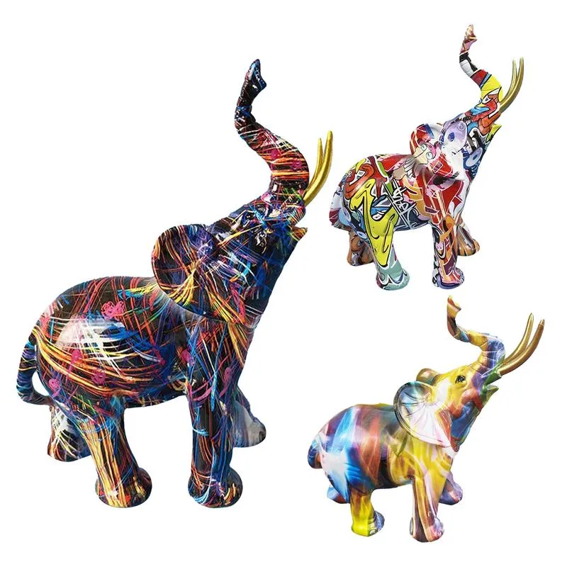 Colorful Resin Elephant Statue for Home Decor: Handcrafted Animal ...