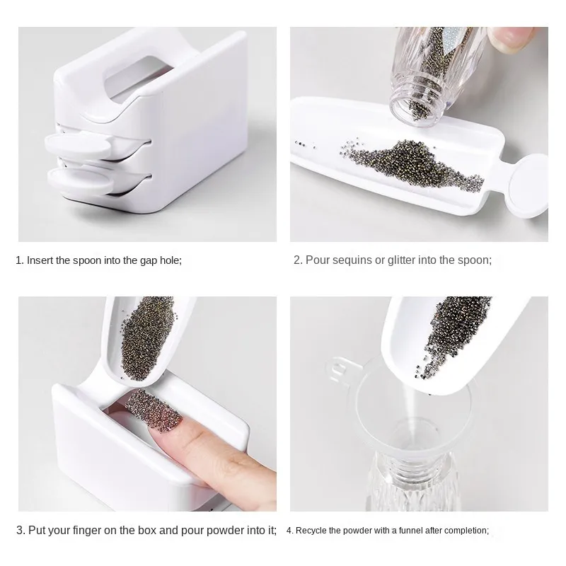 Eco-Friendly Nail Powder Recycling Container Tray: Two-Tier Dip Glitter ...