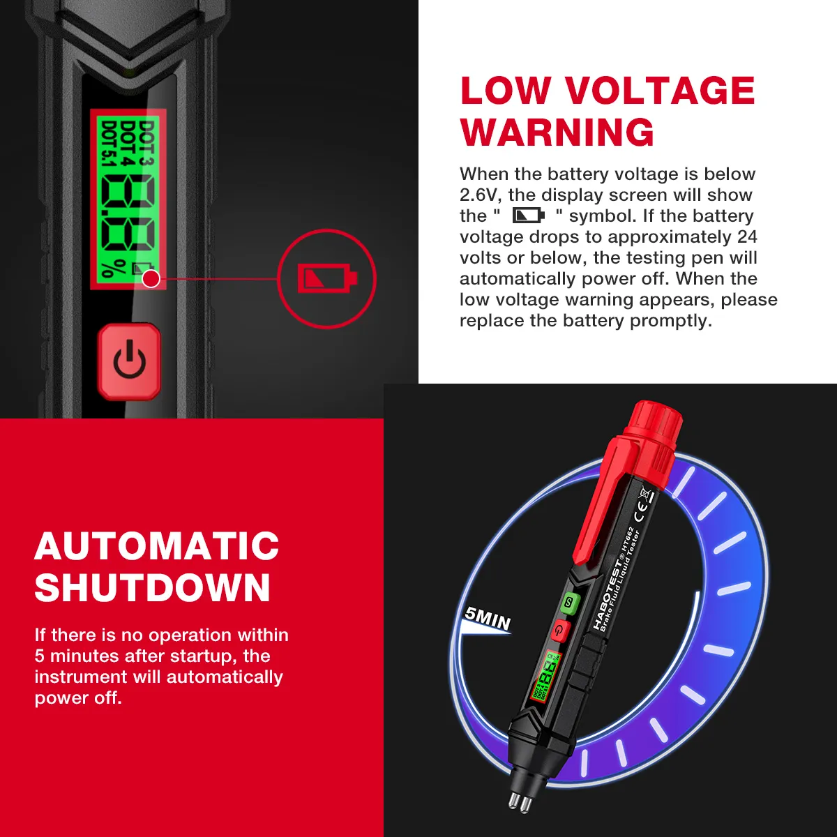 Car Brake Fluid Moisture Meter Pen Tester for DOT3/DOT4/DOT5.1 Brake ...