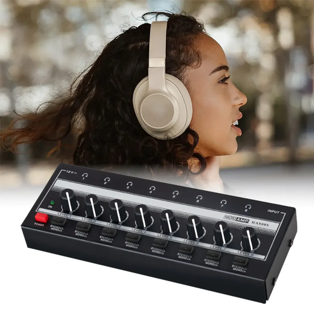 DHgate.com:8 Channel Headphone Amplifier Audio Mixer With Power Adapter ...