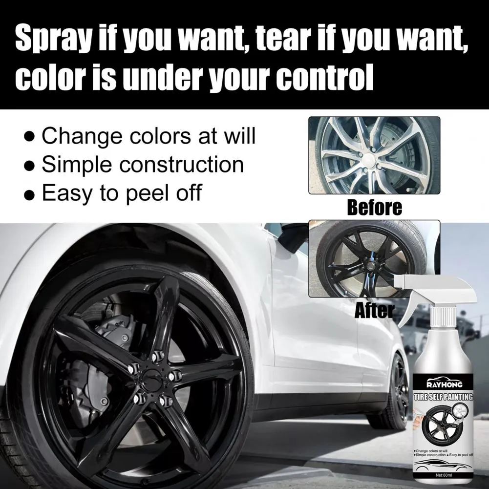 Auto Wheel Spray Film Black White Peelable Waterproof Tire Rim Paint ...