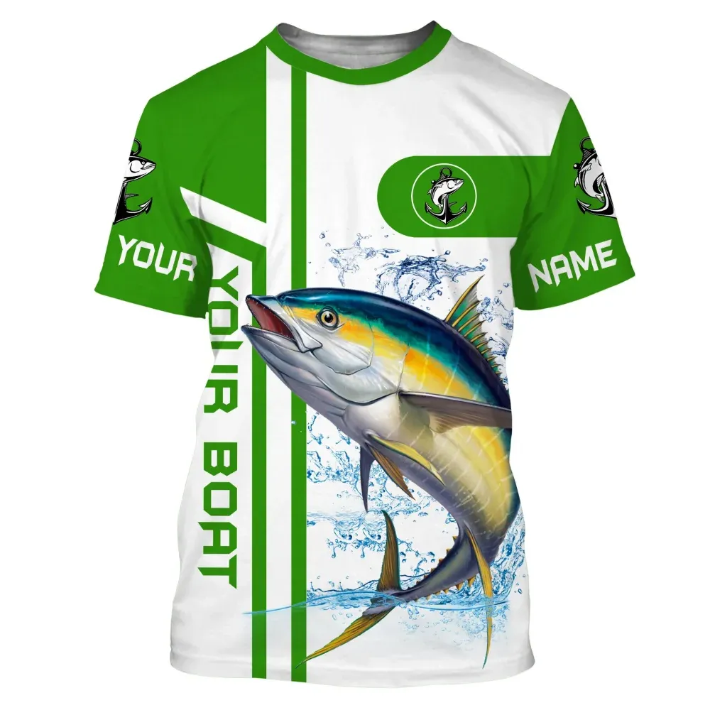 Men's 3D Tuna Fishing Printed T-Shirt, Casual Unisex Plus Size Fish ...