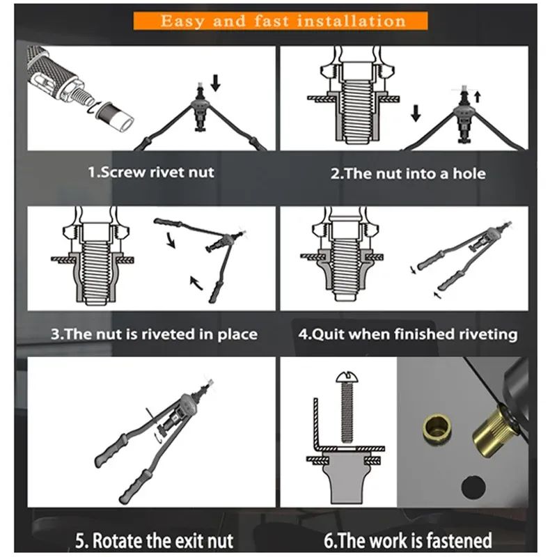 BT-606 Threaded nut riveter Nut Gun with Double Inserts and Manual ...