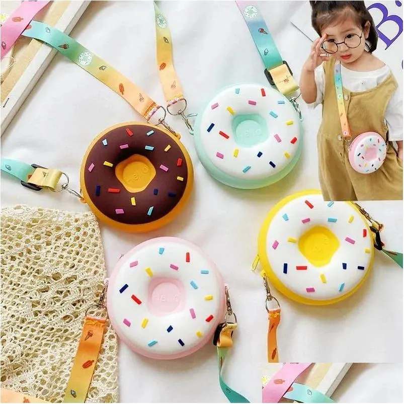 Cute Cartoon Donut Girls Crossbody Mini Duffle Bag Silica Gel Design ...