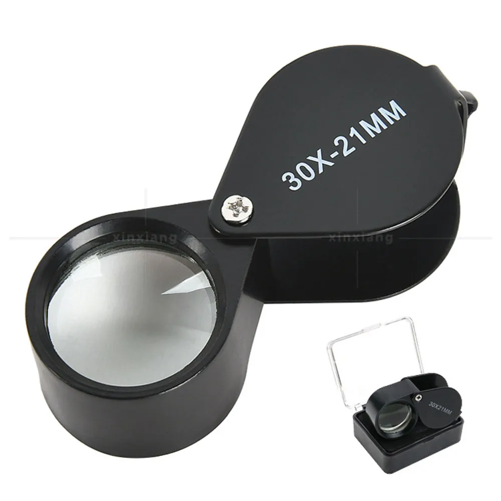 Foldable Metal Jewelry glass magnifying glass with 30X Pocket Loupe for ...
