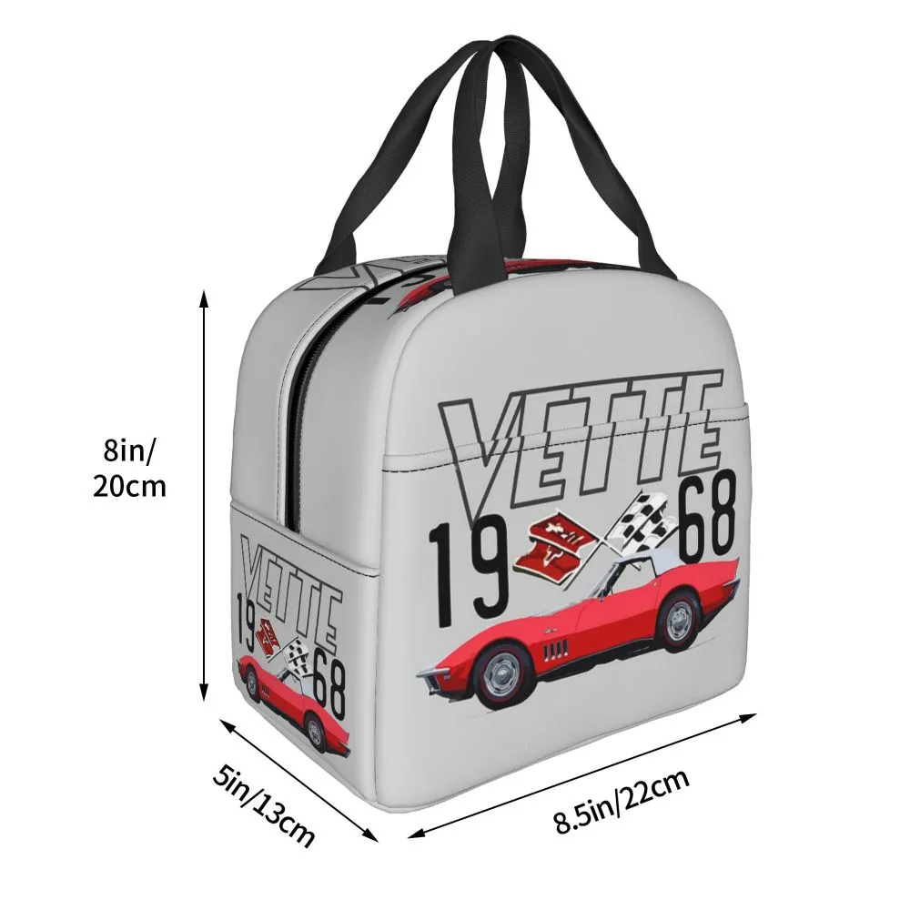 1968 Red Corvette C3 Convertible Classic Car Lunch Bag: Insulated Bento ...