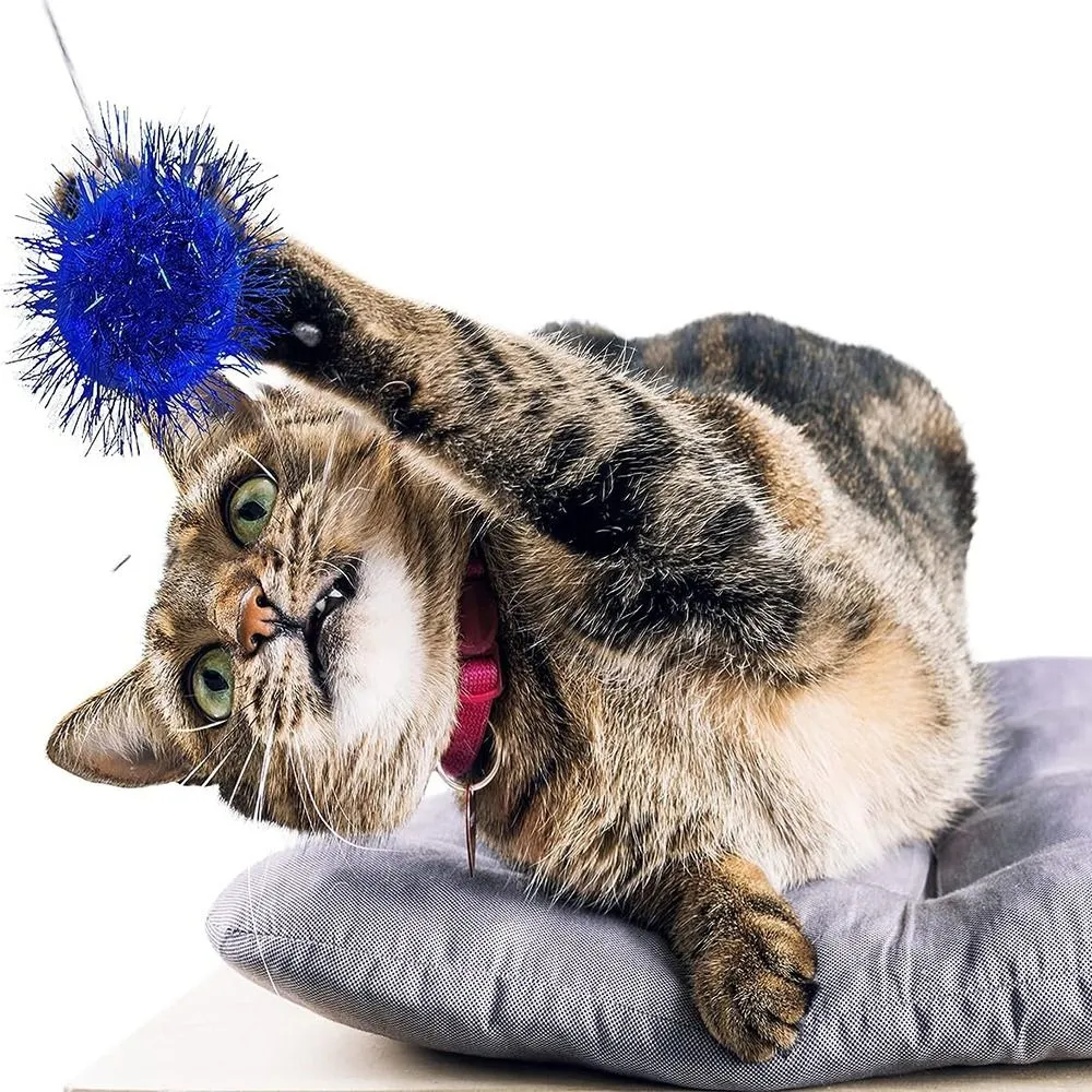 50 Pack 1 Inch Cat Sparkle Balls, Interactive Pom Pom Toys for Cats ...