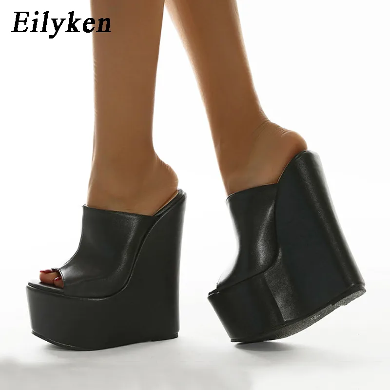 Toe Eilyken Peep Platform Wedge Mules Slippers Women Summer Sexy Super ...