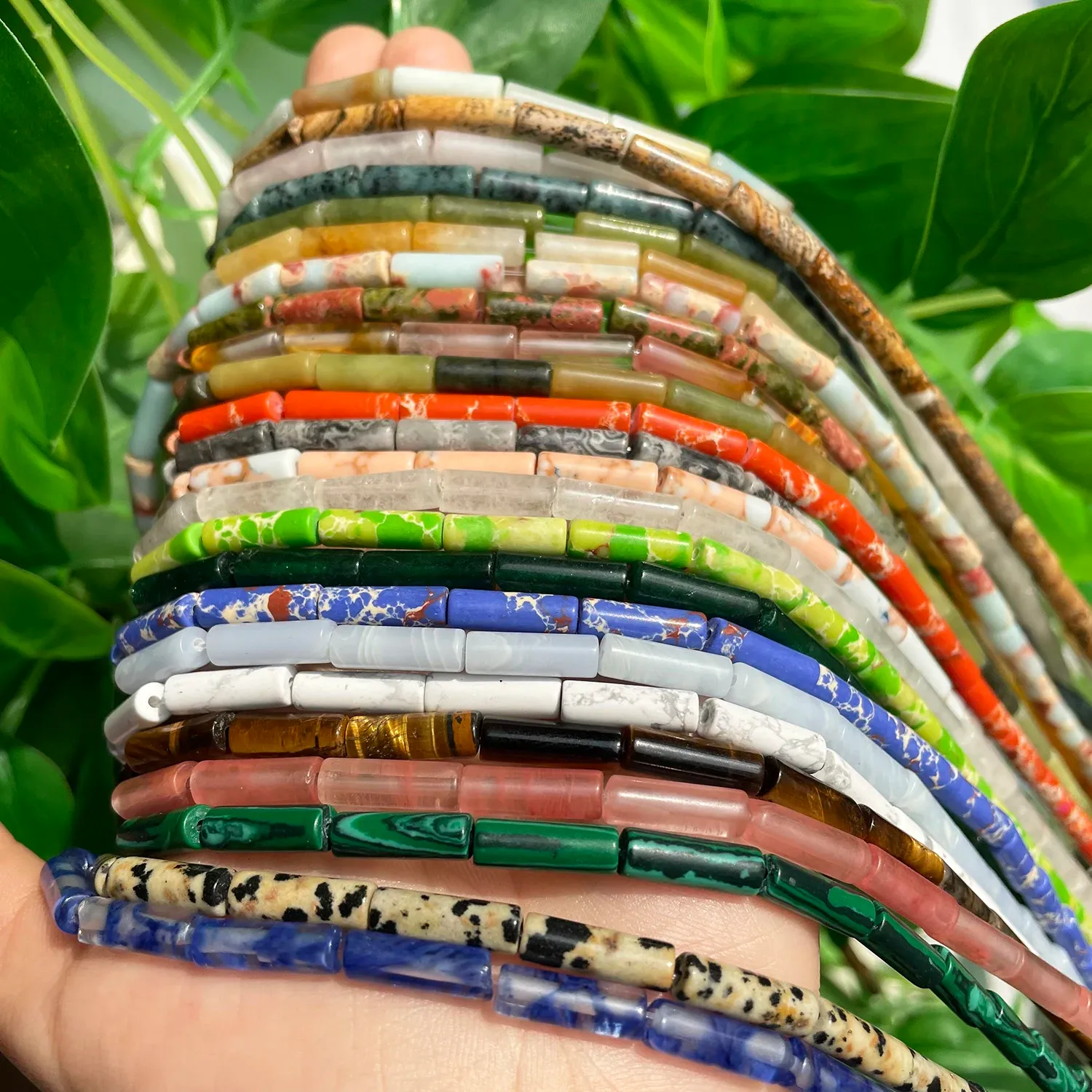 4x13mm Natural Stone Column Tube Beads Aquamarines Agates Quartz Jades ...
