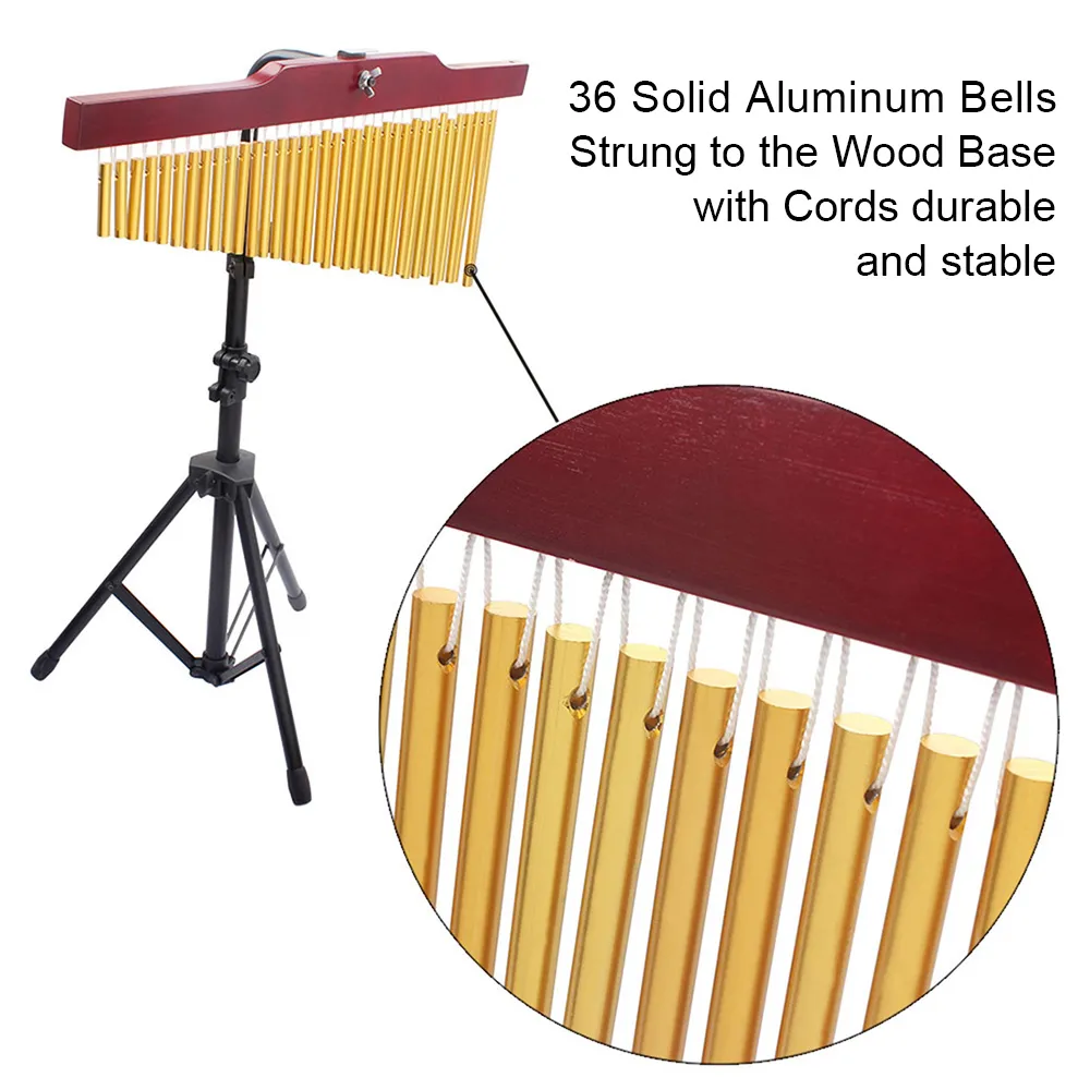 Gold Single-Row 36 Bells Aluminum Alloy Wind Chimes, Adjustable Hanging ...