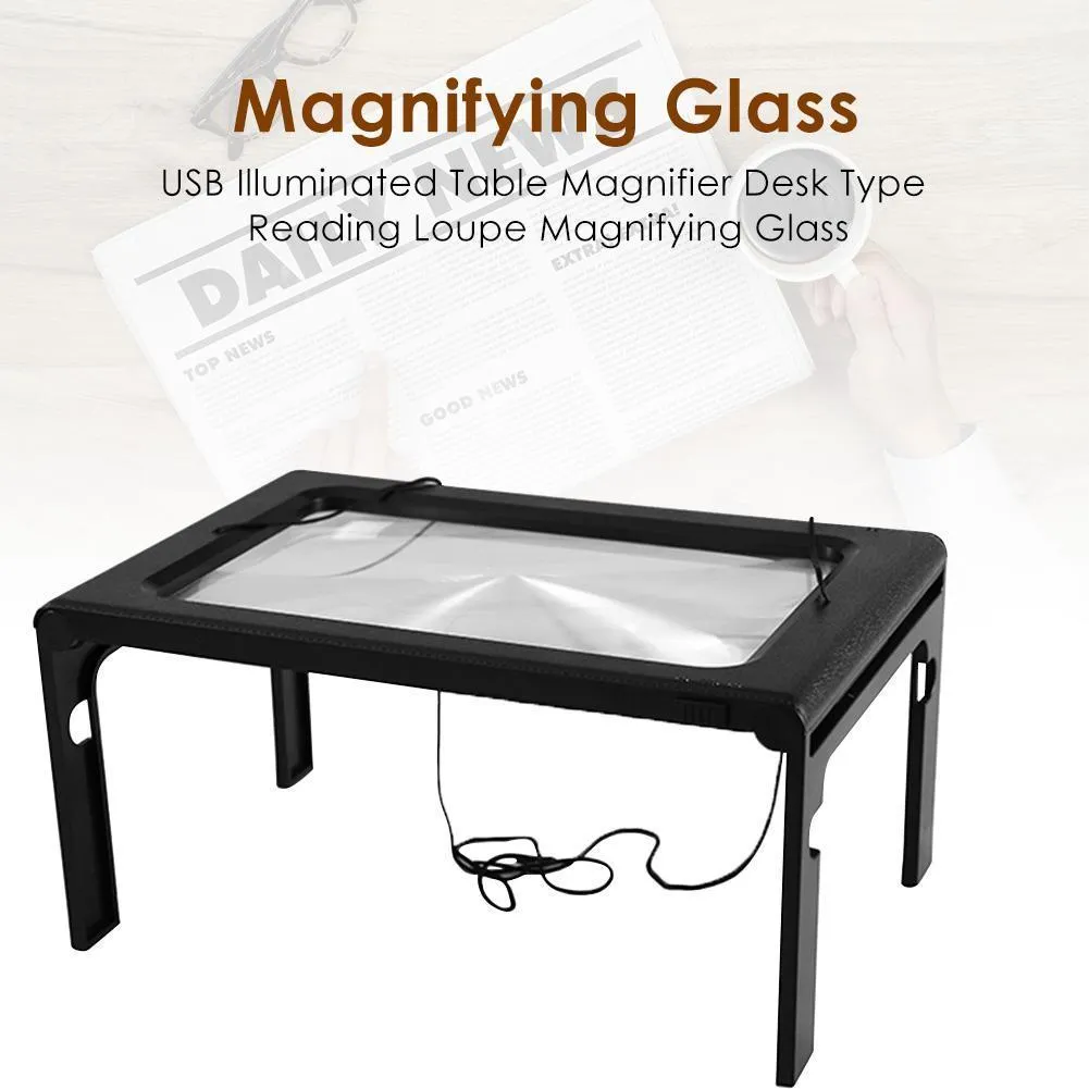 Desktop Magnifying Glass With LED Light Tabletop Reading Loupe Desk ...