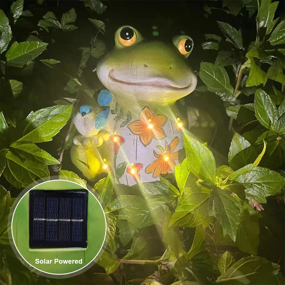 Solar Powered Cute Frog Night Light: Waterproof Resin Garden Statue for ...