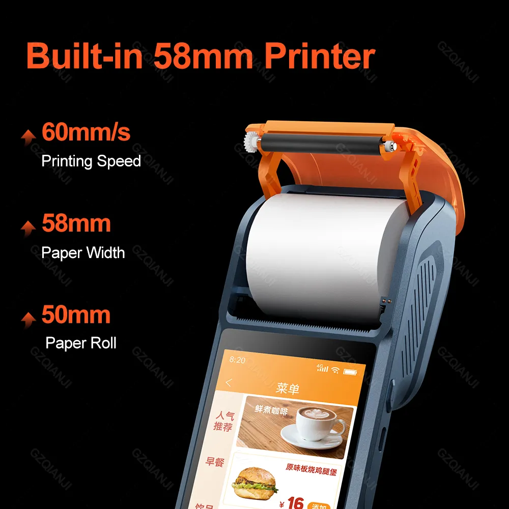 Android 11 POS PDA 4GB RAM 64GB Storage Bluetooth Wi-Fi USB 58mm ...