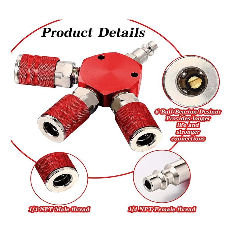 DHgate.com:3-Way 1/4 NPT Air Hose Connectors: Durable Brass Air ...