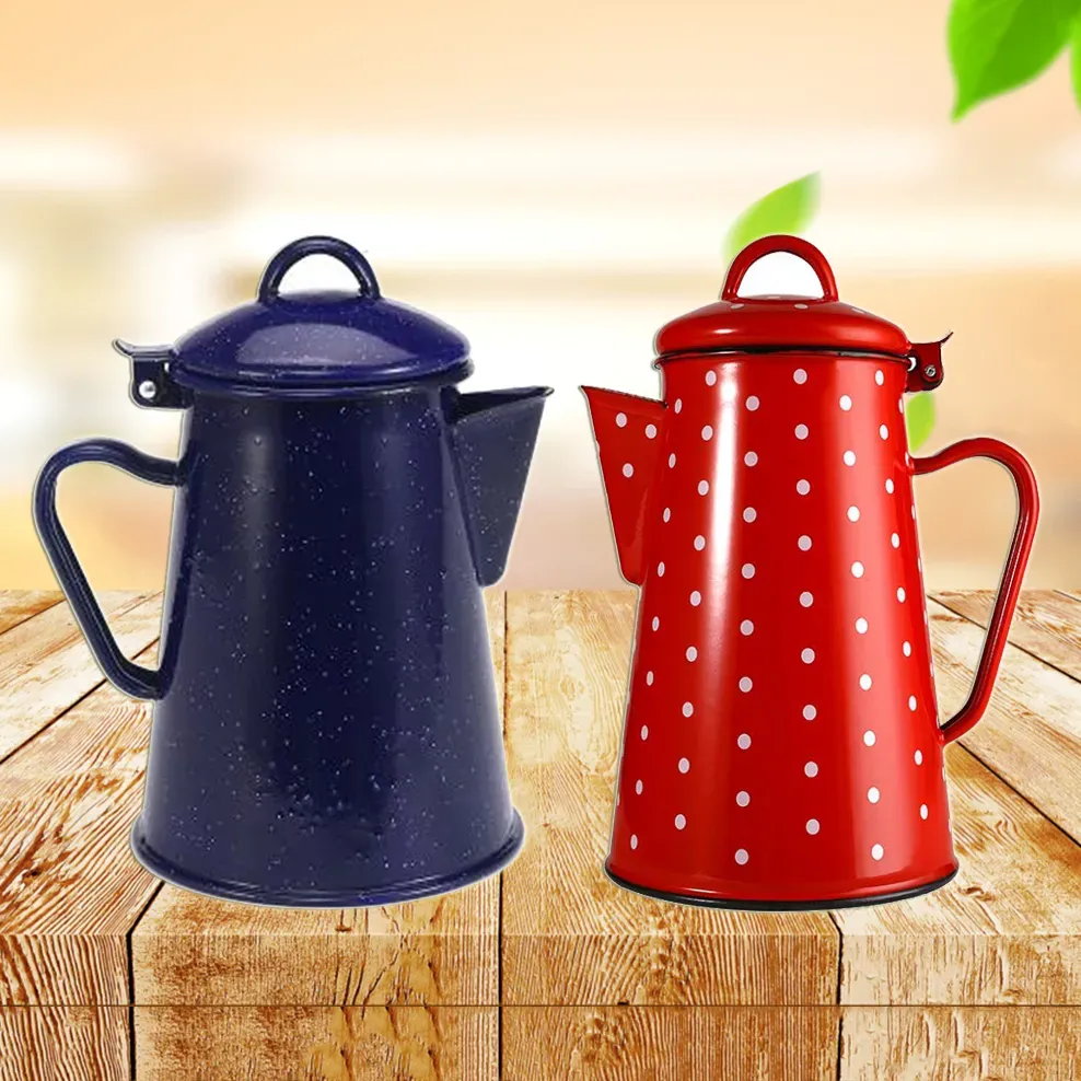 Simple Modern 40 oz Enamel Coffee Pot with Handle and Straw Lid ...