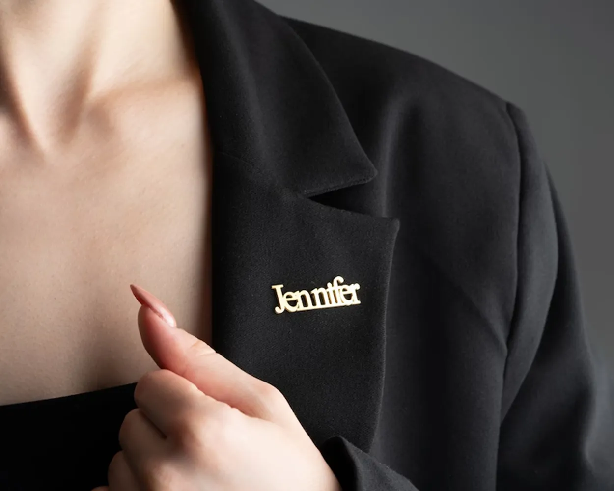 DHgate.com:Personalized Nameplate Brooch, Custom Unisex Jacket Badge ...