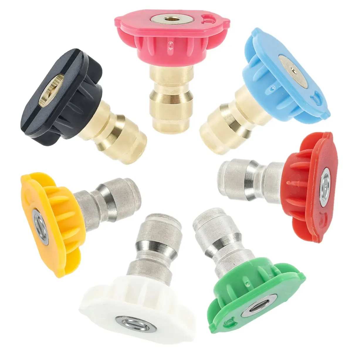 High Pressure Hose Nozzle Set 7 Power Washer Spray Nozzles With Holder ...