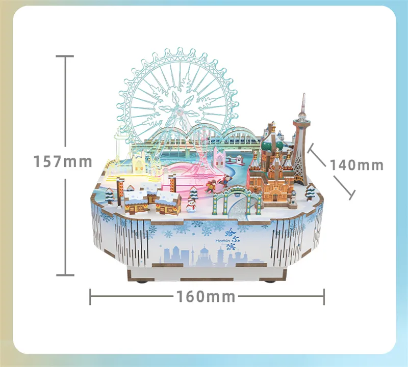 DIY Wooden Ice And Snow Borgata Music Box Building Kit With Lights 3D ...