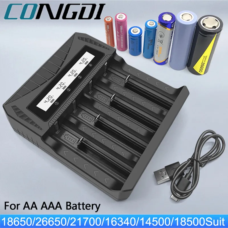 Smart 18650 USB Charger for NiMH NiCd AA AAA Rechargeable Battery Case ...