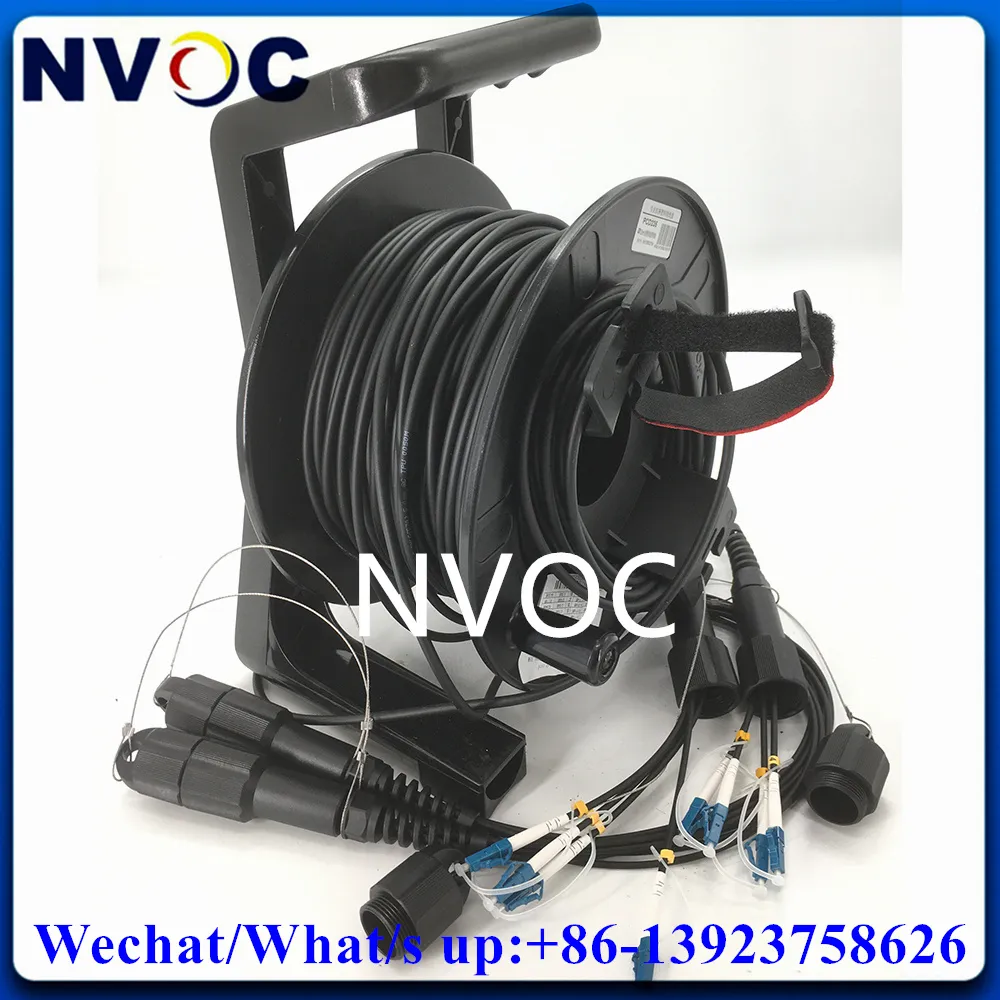 100M Black Outdoor Armored Fiber Optic Cable Patch Cord w/ PCD310 Reel ...