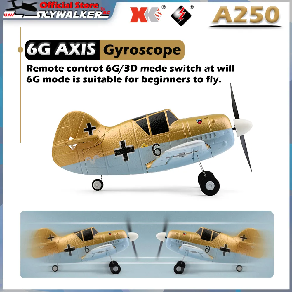 WLtoys XKS A250 RC Plane, 2.4G 4Ch 3D/6G Mode Stunt Aircraft with 6 ...