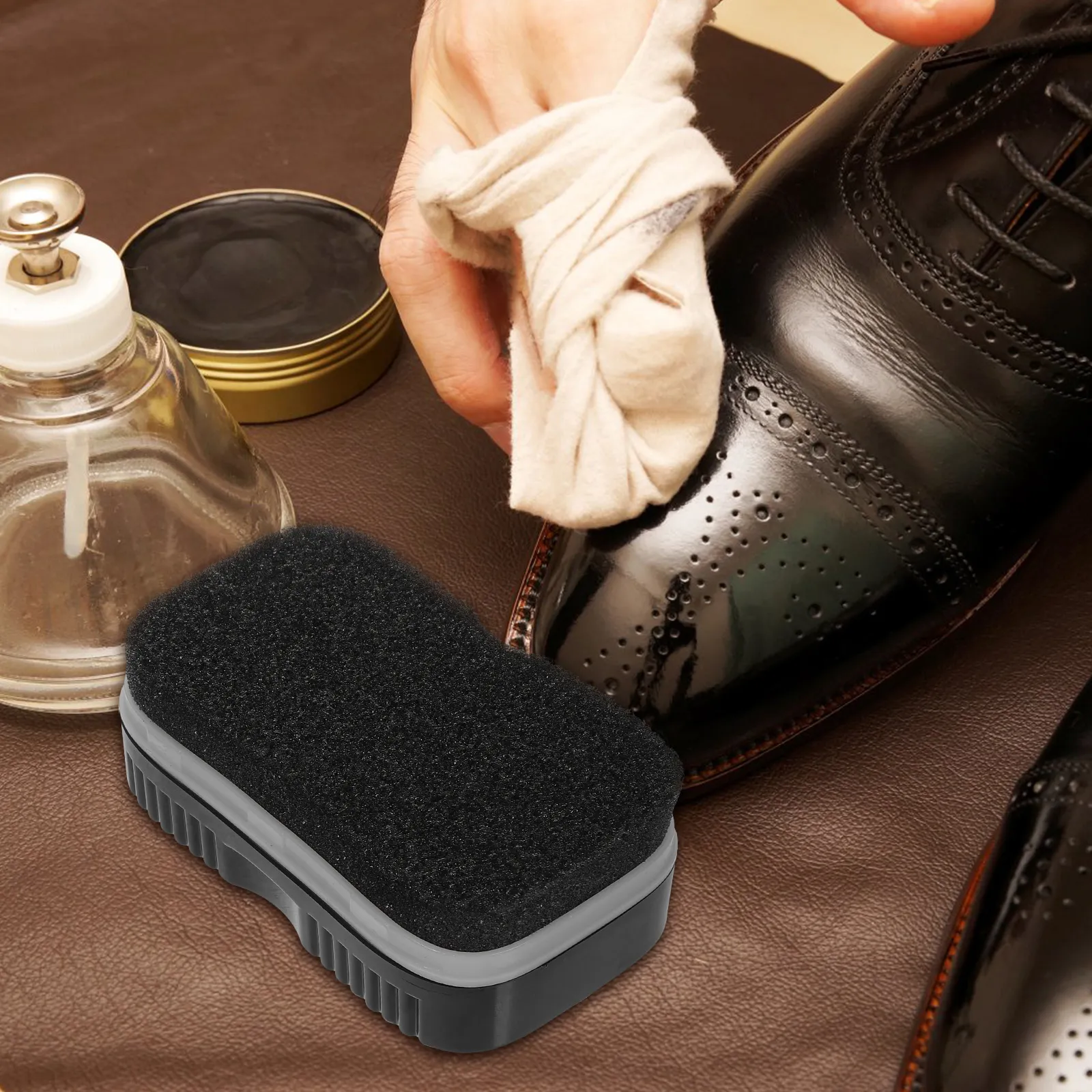 Shoe Cleaner Sponge Double-Sided Brush and Wax Polish Tool for Shoe ...