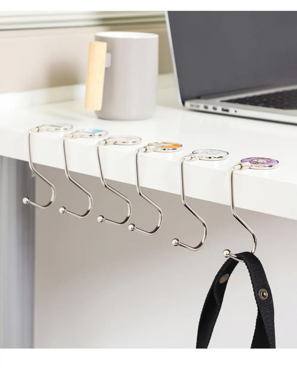 Desk Side Bag Hook Metal Portable Hanging Handbag Hanger Foldable Load ...