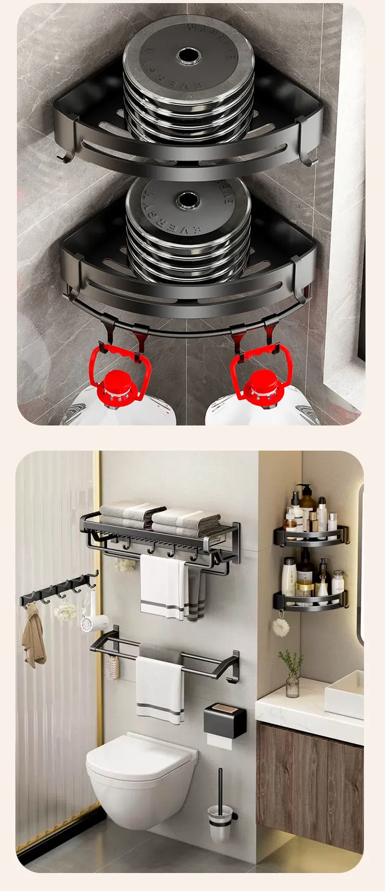 Aluminum Shower Caddy Corner Shelf, Rustproof Bathroom Shelf No ...