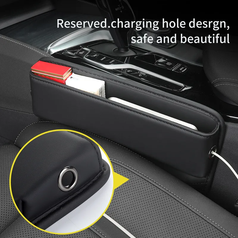 Universal Car Seat Gap Organizer PU Leather Auto Console Side Pocket ...